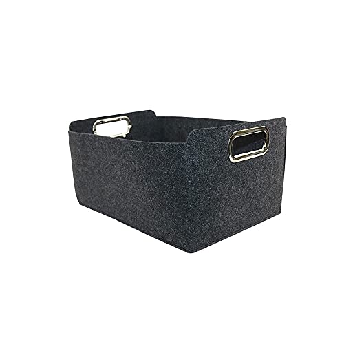 Ljyutihgzwl Storage Basket, Foldable Storage Basket Grey Felt Fabric Desk Organizer Tidy Storage Box Toys Cosmetic Case Basket Sundries Clothing Organizer (Color : Dark Gray, Size : L)