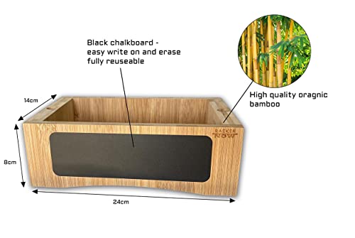 RaekerNow Organic Bamboo Double Solo Cup Holder with Marker Slot, Chalkboard and chalks for Disposable Cups, Party Organizer (Marker and Cups not Included)