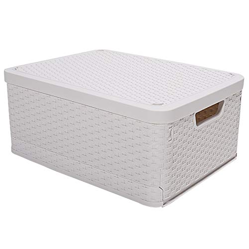 YunNasi Foldable Wardrobe Storage Box Organiser Basket Containers with Handles Folding Stackable Storage for Home,Office,Nursery School Shelf Baskets to Tidy clothes,Toys,Snacks,Books,Cosmetics (17in(L)*13in(W)*9.65in(H))