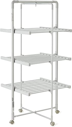 Easylife XL Heated Drying Rack with Timer, 3 Tier Airer, Warming Clothes Dryer, Electric Clothes Horse, Laundry Rack, h57.8 x w28.3 x d26.4