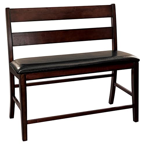 Lexicon Mantello Wood Counter Height Dining Bench with Back in Cherry