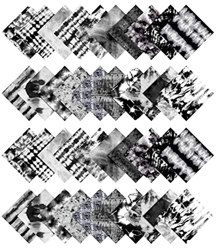 Soimoi 40Pcs Tie Dye Print Cotton Precut Fabrics for Quilting Craft Strips 2.5x42inches Jelly Roll - Black