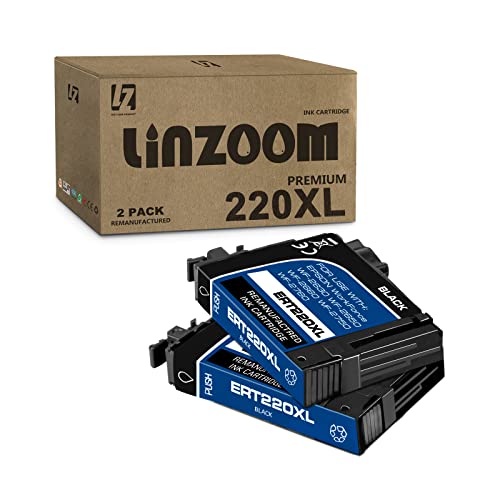LinZoom Remanufactured 2-Pack 220XL T220XL T220XL120 Black Ink Cartridge Replacement for Epson 220XL for Workforce WF-2760 2750 2660 2650 2630 Expression Home XP-320 420 424 Printer