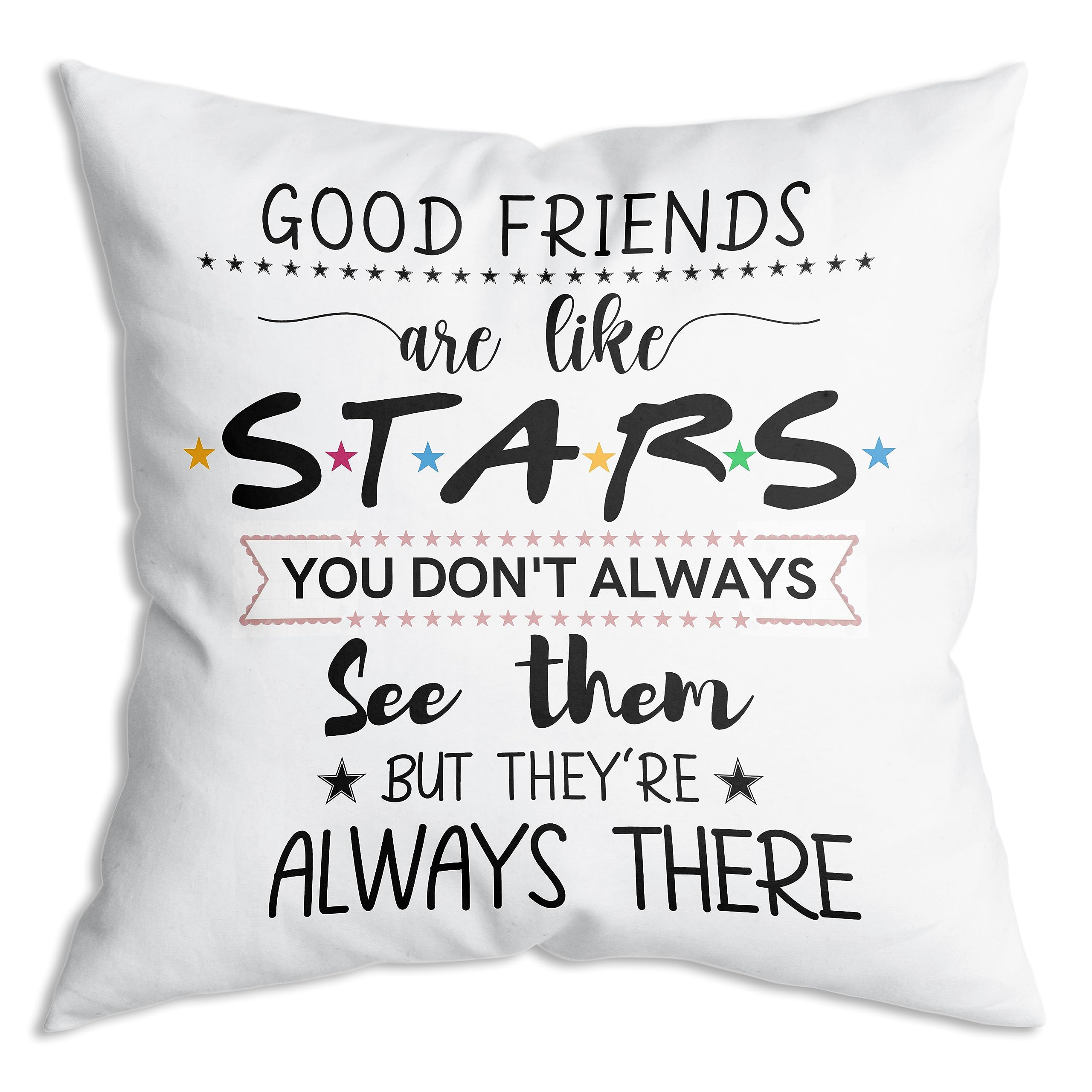 ZNGFON Good Friends are Like Stars, You Don't Always See Them, but Theyāre Always There Throw Pillow Covers 18x18 Inch Christmas Birthday Friendship Gift for Friends