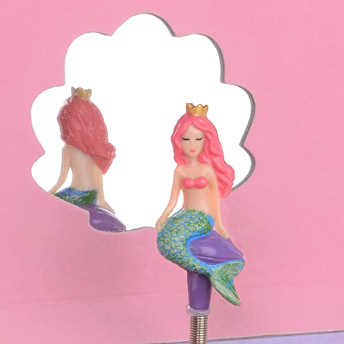 Jewelkeeper Girl's Mermaid Musical Jewelry Storage Box Pullout Drawer, Rainbow Design with Gold Foil, Over the Waves Tune