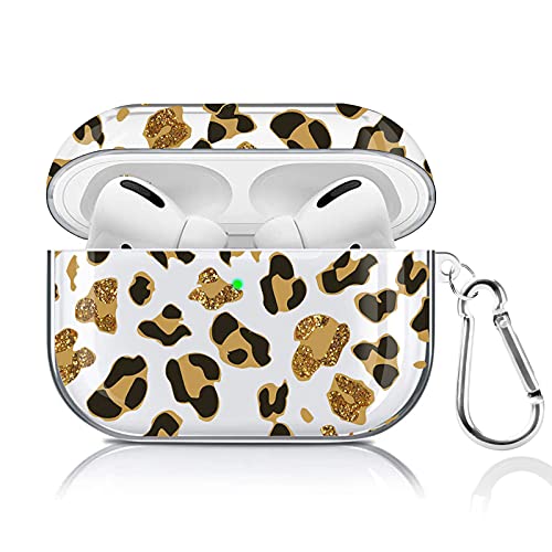 BOLOSTIN Clear Case for AirPods Pro Case,Cute AirPods Cover for Women Girl,Protective AirPods Pro Skin Cover with Keychain (Leopard)