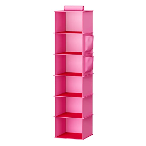 YOUDENOVA Hanging Closet Organizer, Closet Hanging Storage Shelves (Pink)