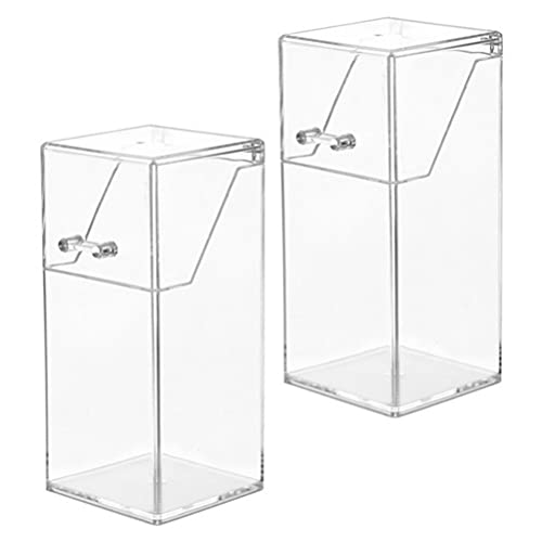 Housoutil 2Pcs Acrylic Makeup Brush Holder Organizer with Lid, Clear Makeup Organizer, Cosmetic Brush Storage Organizer Pen Holder for Bathroom, Dresser, Vanity and Countertop