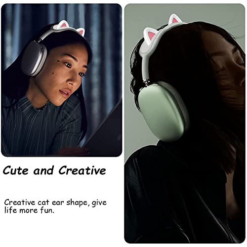 Yingbei Compatible with Airpods Max Case Cute Creative Funny Personality Cat Ear Shape Anti-Scratch Protective Cover (White)