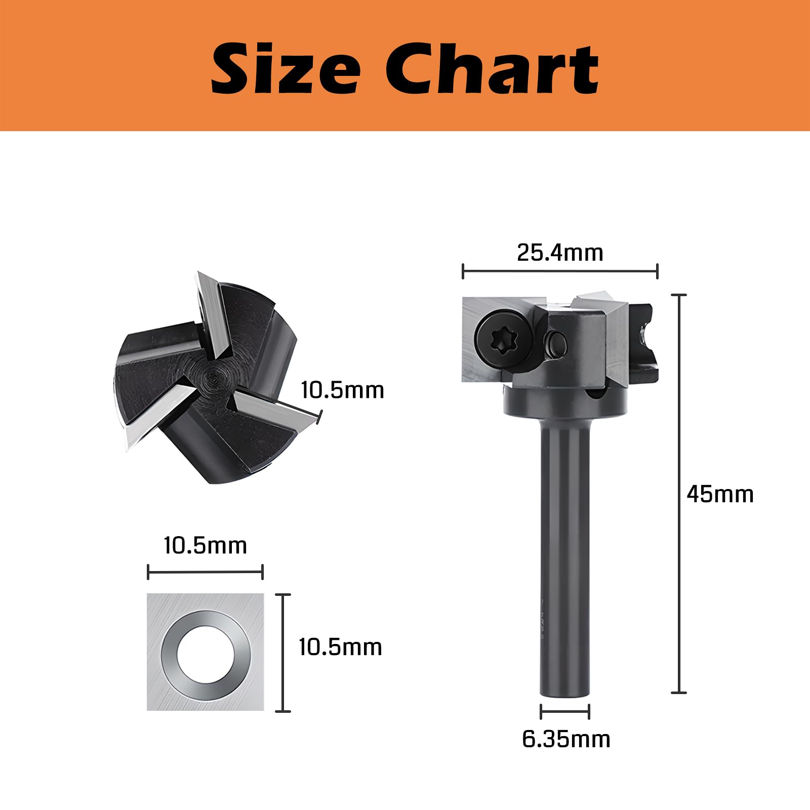 Genmitsu CNC Spoilboard Surfacing Router Bit, 1/4" Shank 1” Cutting Diameter CNC Milling Machine, Slab Flattening Router Bit, Carbide Insert Router Planer Bit for Woodworking Carving,SS03