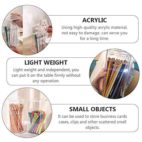 Housoutil 2Pcs Acrylic Makeup Brush Holder Organizer with Lid, Clear Makeup Organizer, Cosmetic Brush Storage Organizer Pen Holder for Bathroom, Dresser, Vanity and Countertop