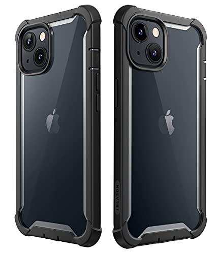 i-Blason Ares Series Designed for iPhone 14 Case 6.1 inch (2022)/iPhone 13 Case 6.1 inch (2021), Dual Layer Rugged Clear Bumper Case with Built-in Screen Protector (Black)