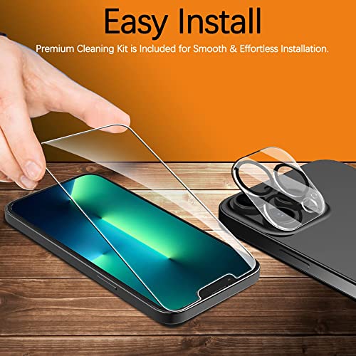 Ferilinso Designed for iPhone 13 Pro Screen Protector, 3 Pack HD Tempered Glass with 2 Pack Camera Lens Protector, Case Friendly, 9H Hardness, Bubble Free, 5G 6.1 Inch, easy installation