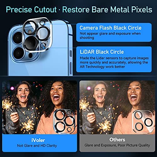 ivoler[4+2Pack]Screen Protector Compatible With iPhone 13 Pro Max 6.7‘’[4 Pack]with [2 Pack] Camera Lens Protector, HD Tempered Glass Film With Align Frame, 9H Hardness, Bubble Free,Scratch Resistant