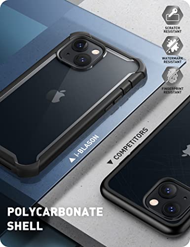 i-Blason Ares Series Designed for iPhone 14 Case 6.1 inch (2022)/iPhone 13 Case 6.1 inch (2021), Dual Layer Rugged Clear Bumper Case with Built-in Screen Protector (Black)