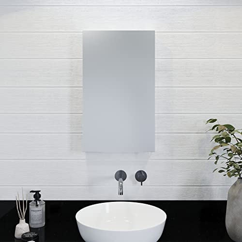 Croydex Finchley Single Door, Surface Mount Flexi-Fix Easy Hanging System Medicine Cabinet, 16 in (W) x 26 in (H) Stainless Steel