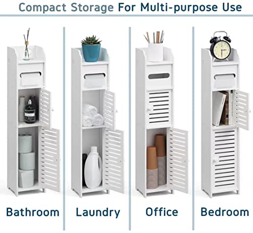 DECOMIL - Small Bathroom Storage Cabinet, Bathroom Storage Organizer |Storage Shelf, Slim, Toilet Paper Organizer, Towel Storage,ONE Door Model