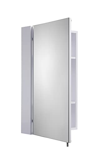 Croydex Finchley Single Door, Surface Mount Flexi-Fix Easy Hanging System Medicine Cabinet, 16 in (W) x 26 in (H) Stainless Steel