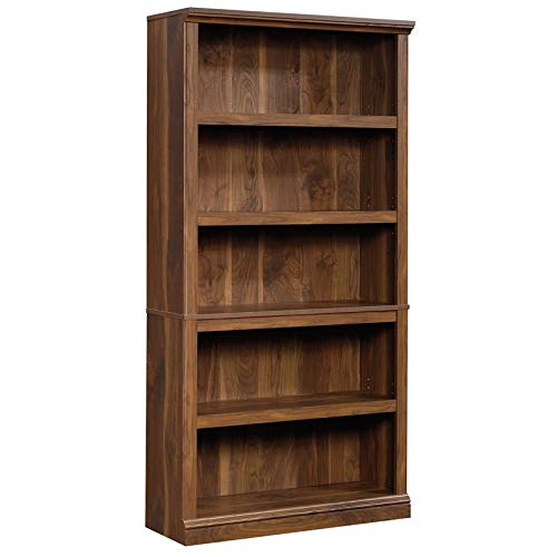 Pemberly Row Contemporary 5-Shelf Tall Wood Bookcase in Grand Walnut