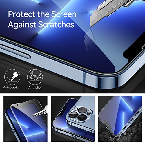 ivoler[4+2Pack]Screen Protector Compatible With iPhone 13 Pro Max 6.7‘’[4 Pack]with [2 Pack] Camera Lens Protector, HD Tempered Glass Film With Align Frame, 9H Hardness, Bubble Free,Scratch Resistant