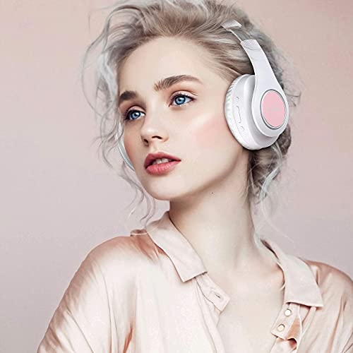pollini Bluetooth Headphones Over Ear, Wireless Headset V5.0 with 6 EQ Modes, Soft Memory-Protein Earmuffs and Built-in Mic for iPhone/Android Cell Phone/PC/TV