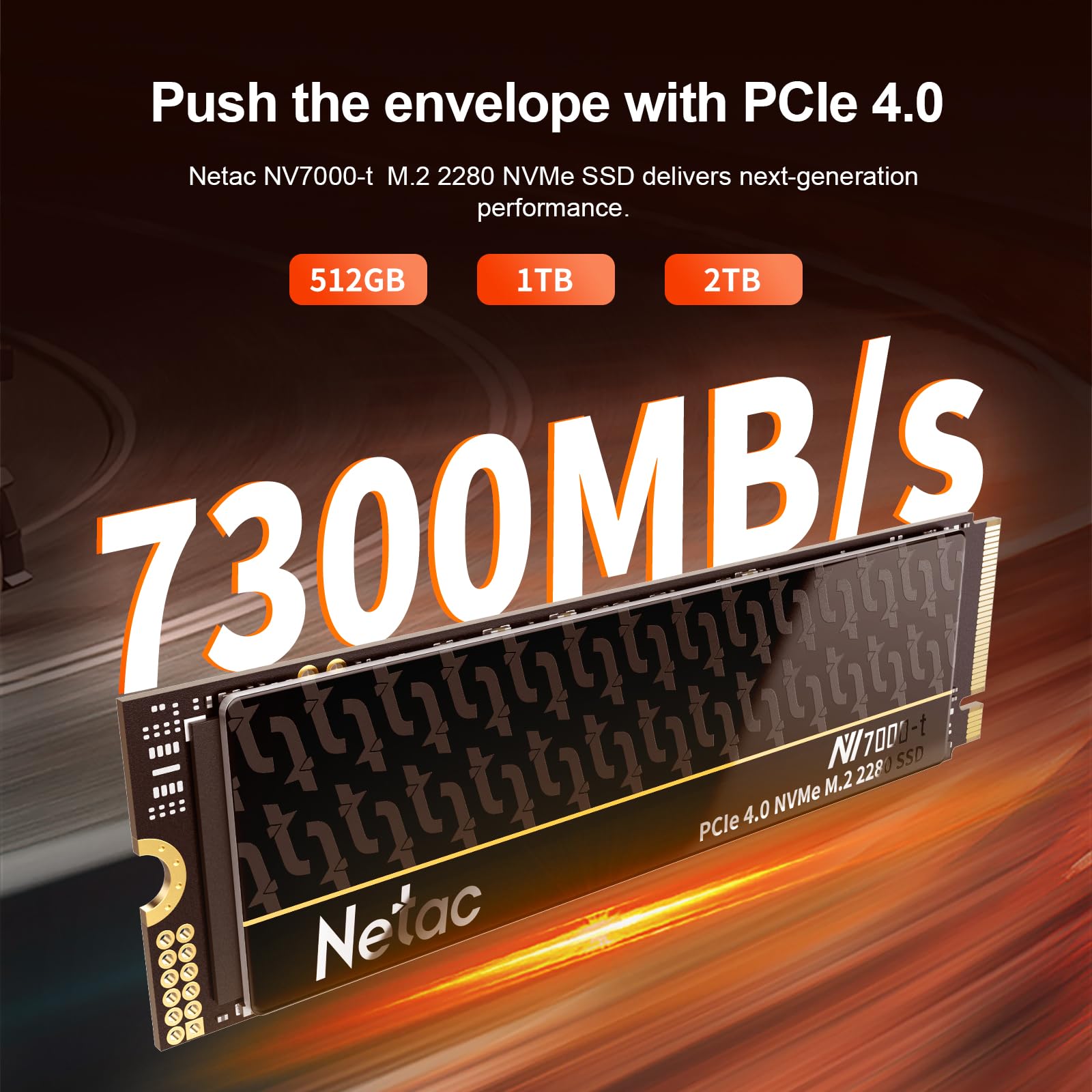 Netac 1TB PCIe Gen4x4 M.2 SSD Up to 7,300 MB/s NVMe Internal SSD with Aluminum Heatspreader High-Performance Storage for Desktop and Laptop PCs Works with PS5, NV7000-t