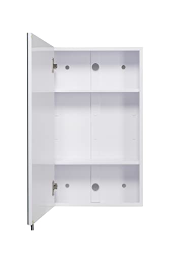 Croydex Finchley Single Door, Surface Mount Flexi-Fix Easy Hanging System Medicine Cabinet, 16 in (W) x 26 in (H) Stainless Steel