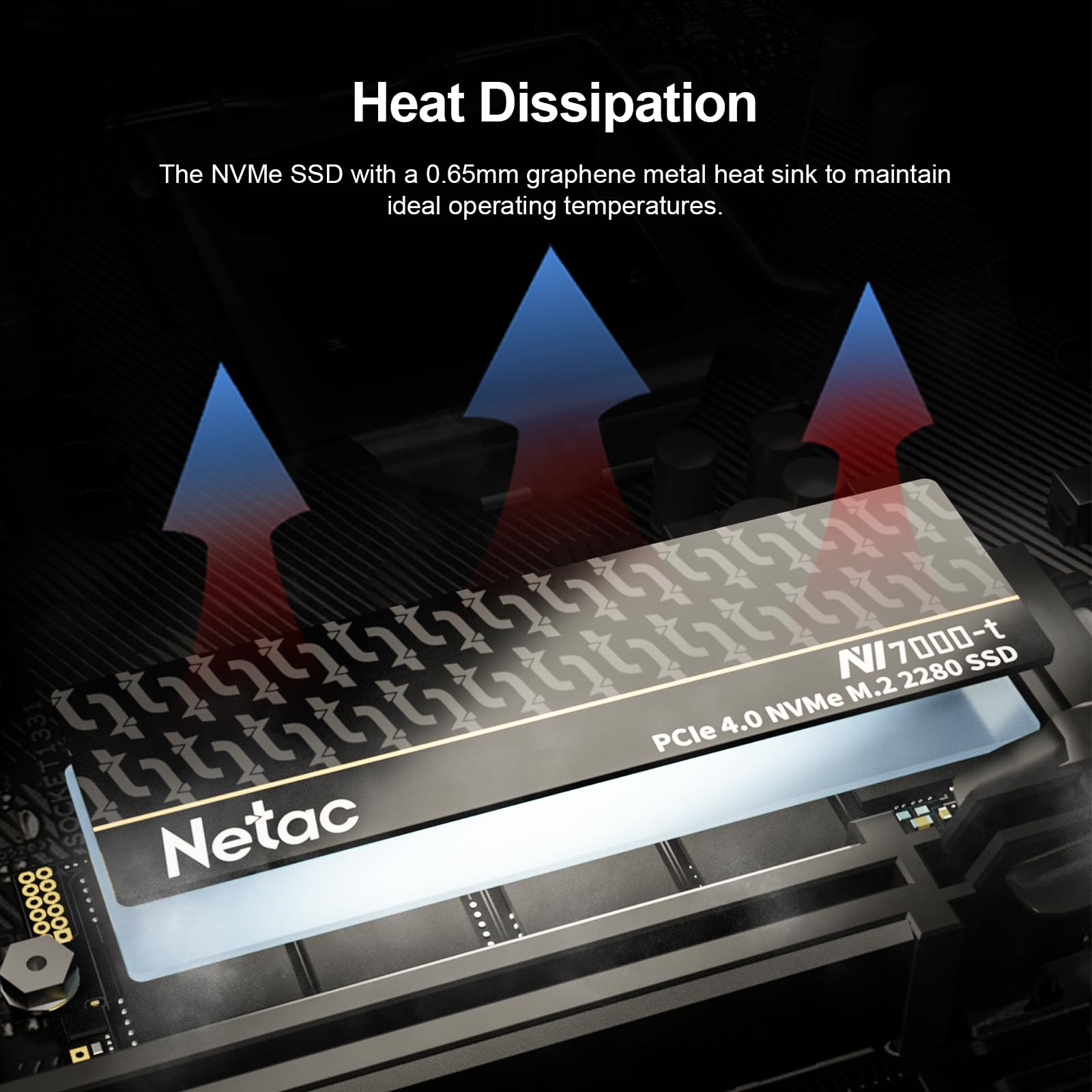 Netac 1TB PCIe Gen4x4 M.2 SSD Up to 7,300 MB/s NVMe Internal SSD with Aluminum Heatspreader High-Performance Storage for Desktop and Laptop PCs Works with PS5, NV7000-t