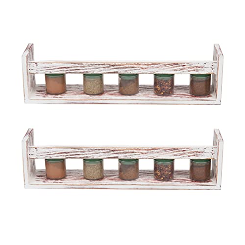 Mind Reader Floating Spice Shelves, Rustic Farmhouse Pantry Organizer, Easy Install, Storage Display for Condiments, Snacks, Appetizers, Set of 2, Torched Wood, Brown
