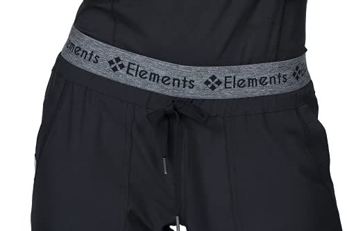Jogger Scrubs for Women 4 Pocket 4-Way Stretch Elastic Waistband ES2386 (Black, Large)