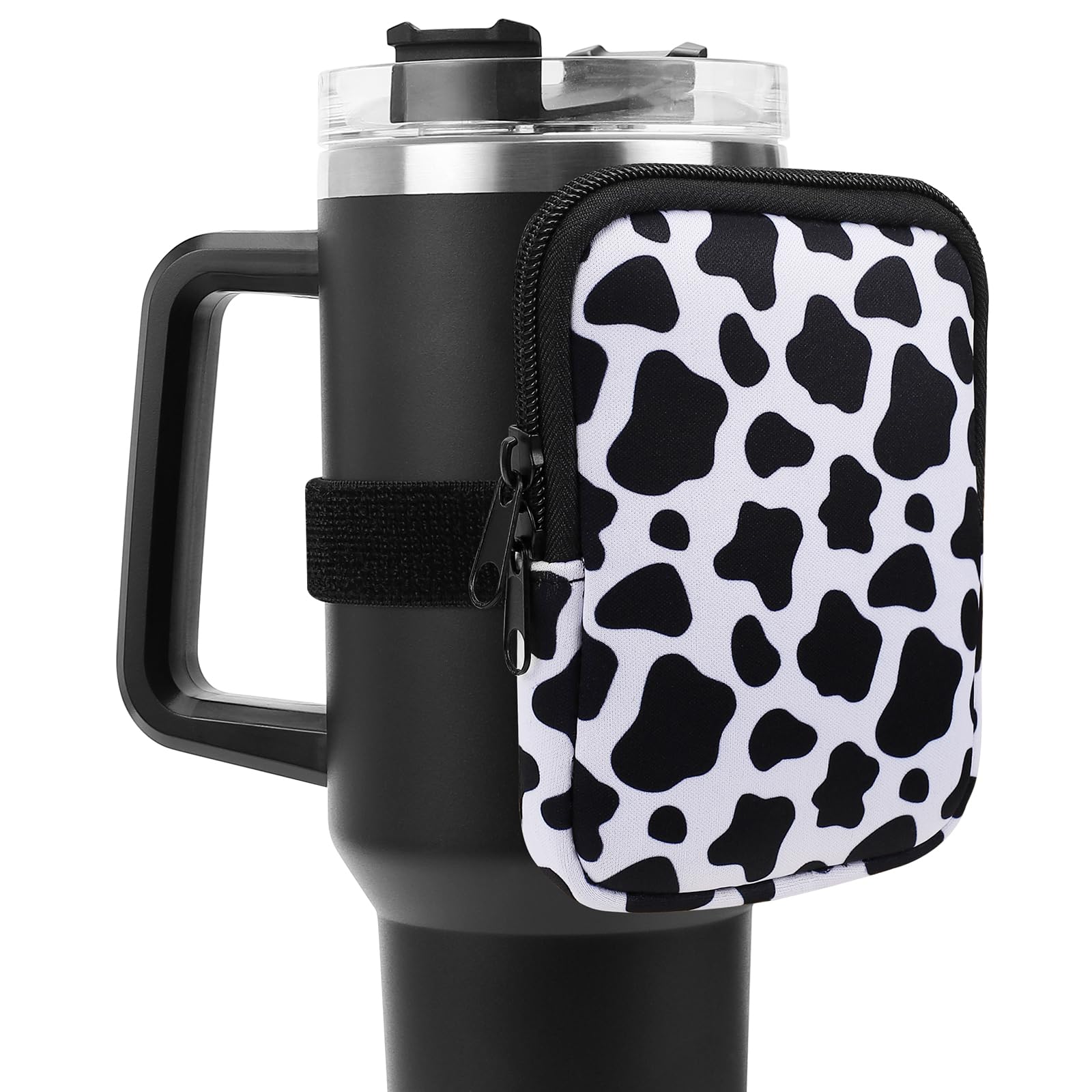 YR Water Bottle Pouch for Stanley Quencher Adventure 40oz & 30oz Tumbler, Gym Water Bottle Pouch for Stanley Cup 40oz with Handle, Black Polyester, Nylon