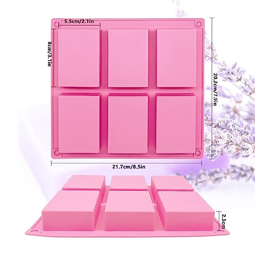Dohia Silicone Soap Molds 6 Cavities Silicone Baking Mold DIY Handmade Soap Making D1-2306-FXSGZM (Pink)