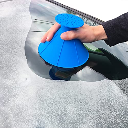 Ice Scraper, Round, Cone-Shaped, Car Window Ice Scraper and Snow Removal Tool and Oil/Windshield Fluid Funnel