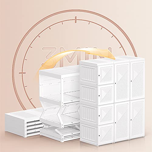Portable Closet Clothes Wardrobe Plastic Bedroom Armoire 14"x20" Depth Cube Storage Organizer with Hanging Rod and Doors,15 Cubes, White (Door Accessories)