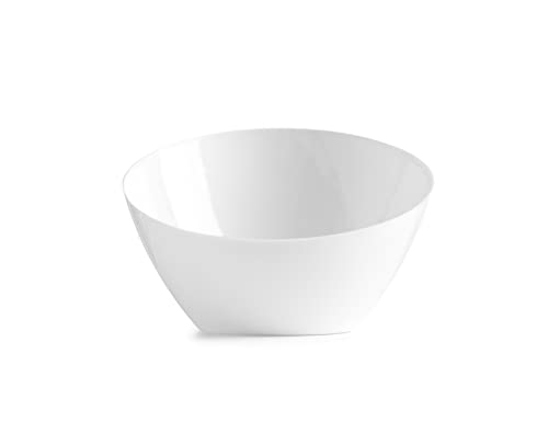 Disposable Angled Plastic Serving Bowls Small White Plastic Candy Bowls for Weddings, Buffet, Offices, Disposable Hard Plastic Small Angled Bowls for Party's, Salads, Snacks and Fruit Bowl 5 Pack