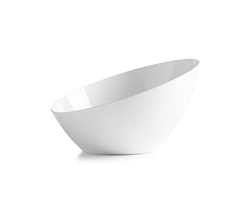 Disposable Angled Plastic Serving Bowls Small White Plastic Candy Bowls for Weddings, Buffet, Offices, Disposable Hard Plastic Small Angled Bowls for Party's, Salads, Snacks and Fruit Bowl 5 Pack