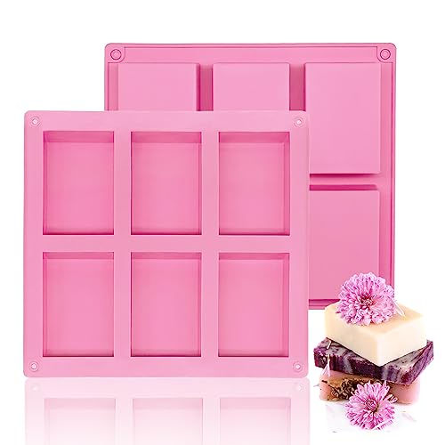 Dohia Silicone Soap Molds 6 Cavities Silicone Baking Mold DIY Handmade Soap Making D1-2306-FXSGZM (Pink)