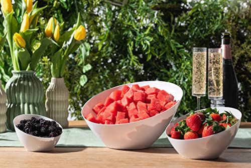 Disposable Angled Plastic Serving Bowls Small White Plastic Candy Bowls for Weddings, Buffet, Offices, Disposable Hard Plastic Small Angled Bowls for Party's, Salads, Snacks and Fruit Bowl 5 Pack