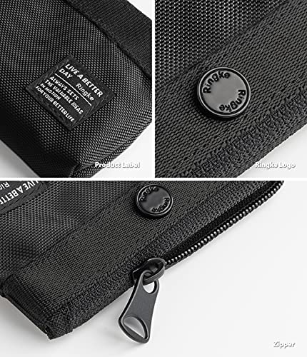 Ringke Mini Pouch [2-Way Bag Miniature] Nylon Carrying Pouch Small Bag for AirPods, Galaxy Buds, Earphones, Cards, ID - Black