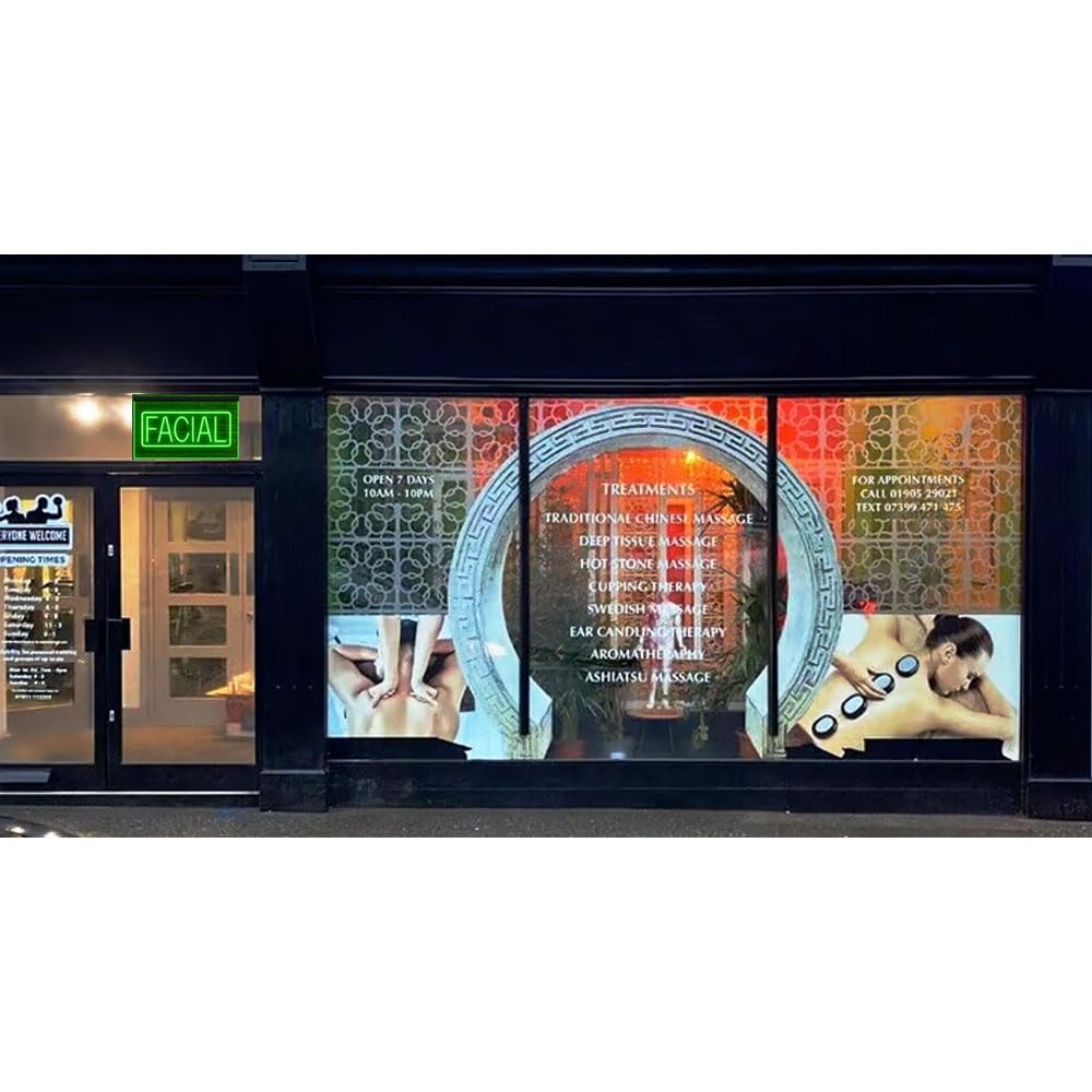 160044 Facial Beauty Salon Shop Center Open Display LED Light Neon Sign (12" X 8", Red)