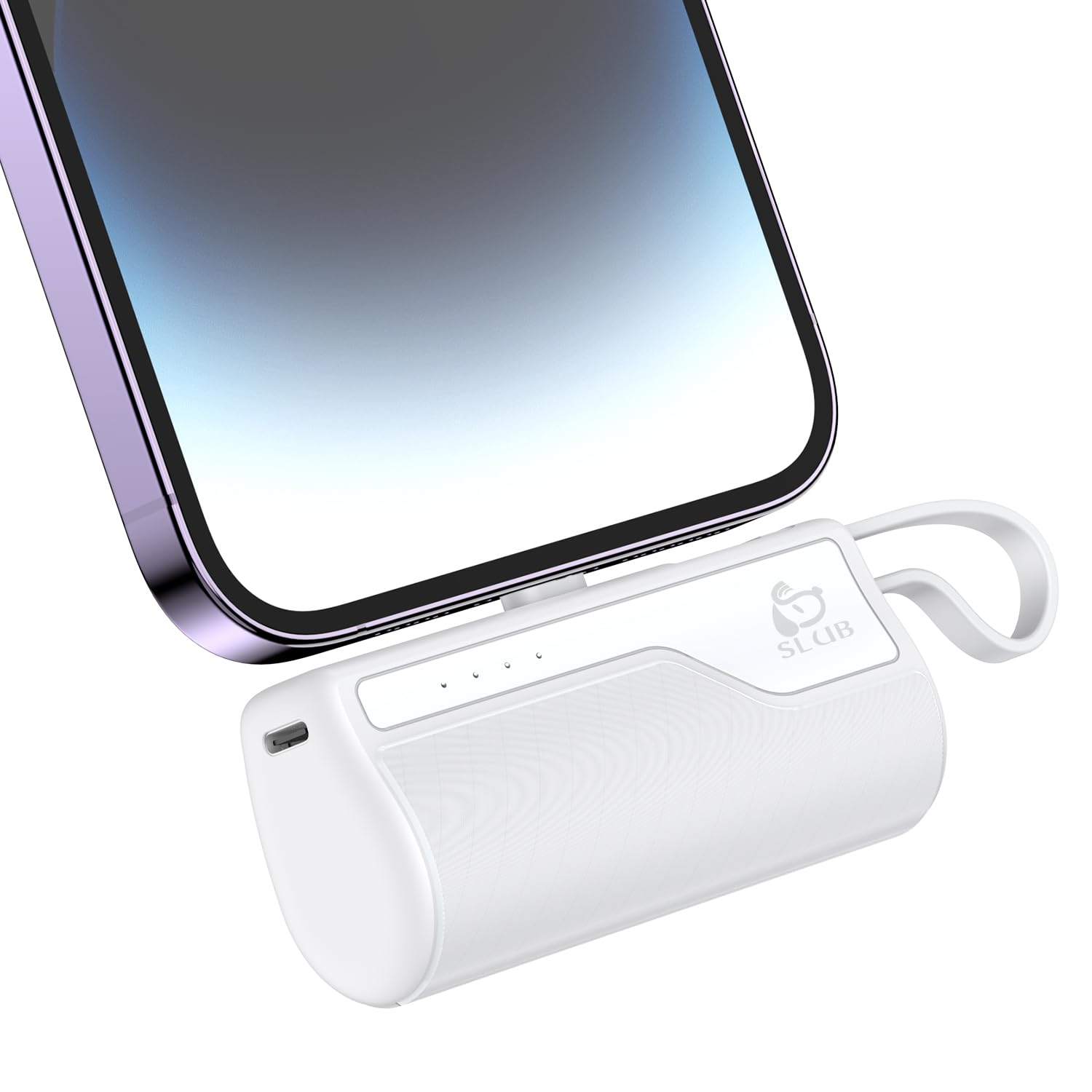Meseto Mini Portable Charger 5000mAh, iPhone Power Bank Charging Battery Pack, External Backup Phone Charger Compatible with iPhone 13, 12, 11, X, XR, XS Max, 8, AirPods, White