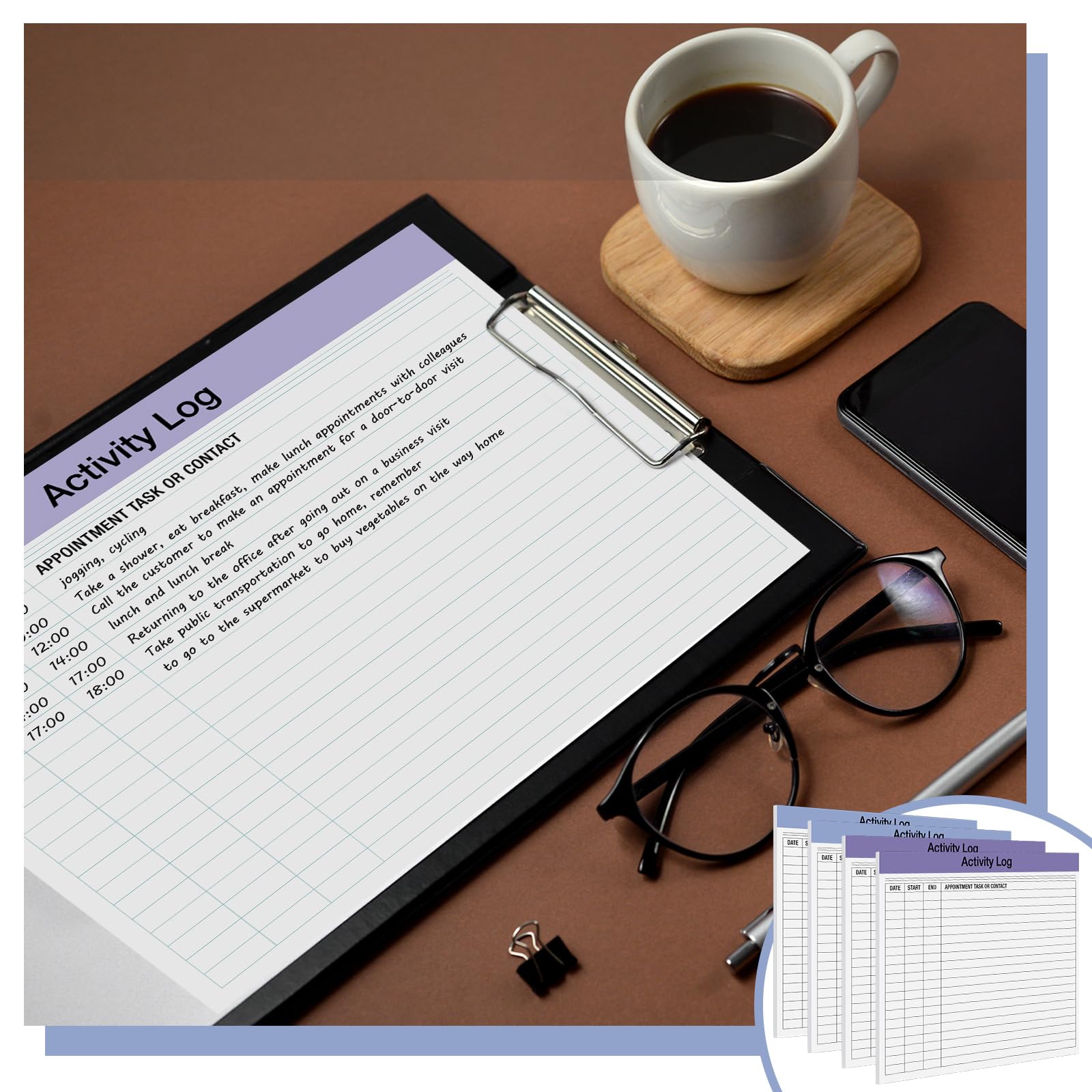 Chuangdi 4 Pads Activity Log Notepad 200 Pages Activity Log Book 8.5 x 11 Inch to Do List Notebook Weekly Task Pad for Work Women Planner Business Appointment Productivity Home Office Supplies
