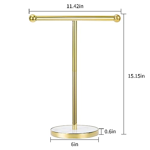 YINMIT Hand Towel Holder Stand, Bathroom Countertop Towel Rack with Marble Base, Freestanding Kitchen Towel Rack, Heavy Duty T-Shape Face Towel Stand for Bathroom, Kitchen, Vanity