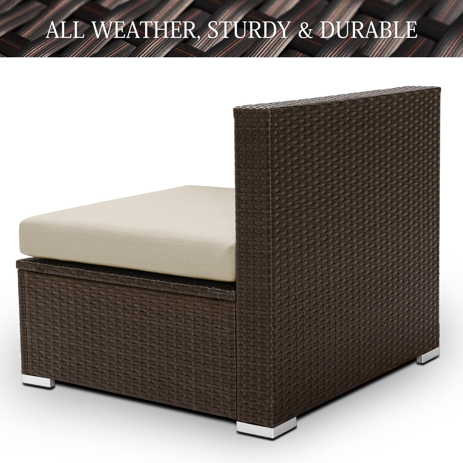 BULEXYARD 2 Pieces PE Rattan Patio Furniture Armless Sofas with Thick Cushions Outdoor Wicker Seating for Backyard, Deck, Garden, Balcony (Brown)