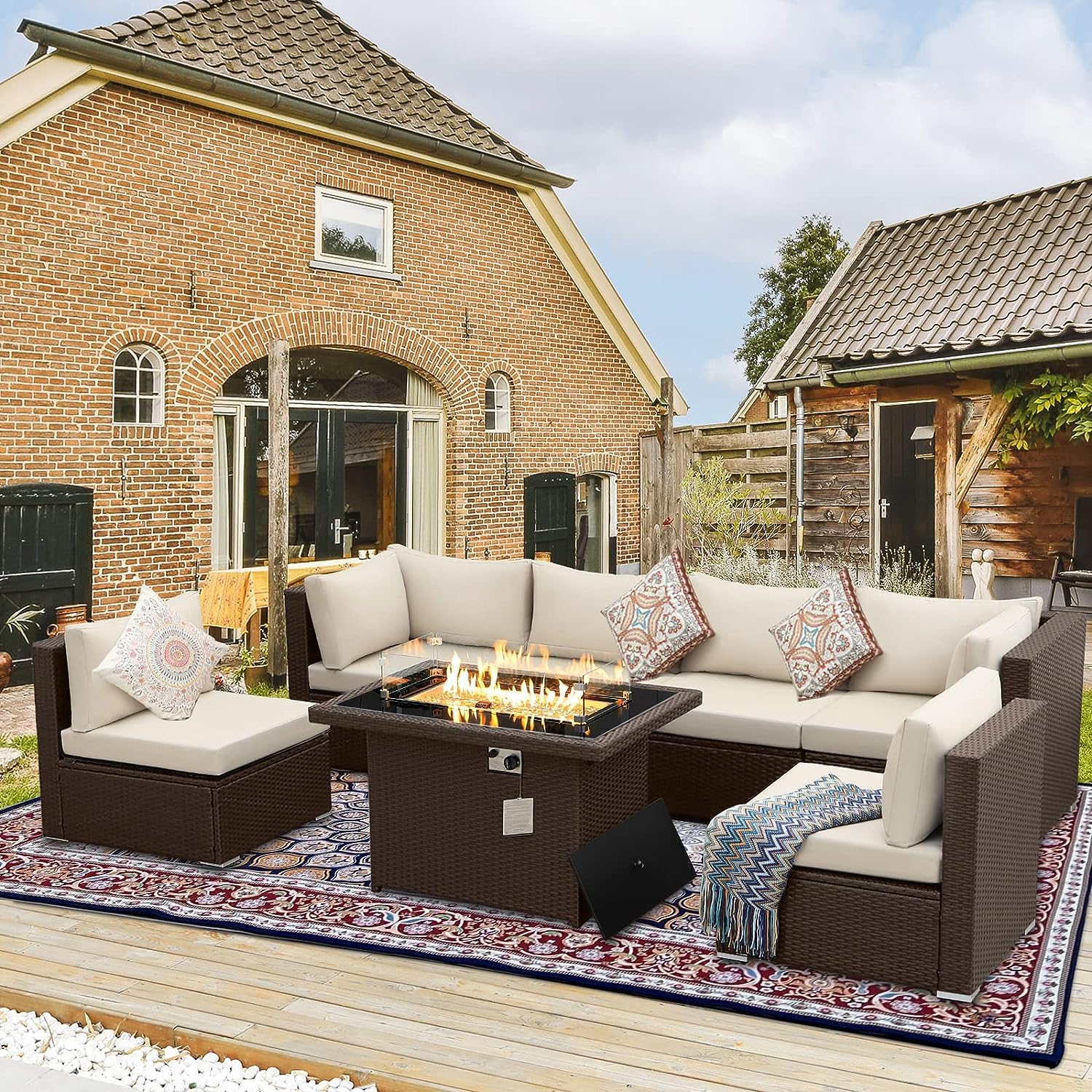 BULEXYARD 2 Pieces PE Rattan Patio Furniture Armless Sofas with Thick Cushions Outdoor Wicker Seating for Backyard, Deck, Garden, Balcony (Brown)