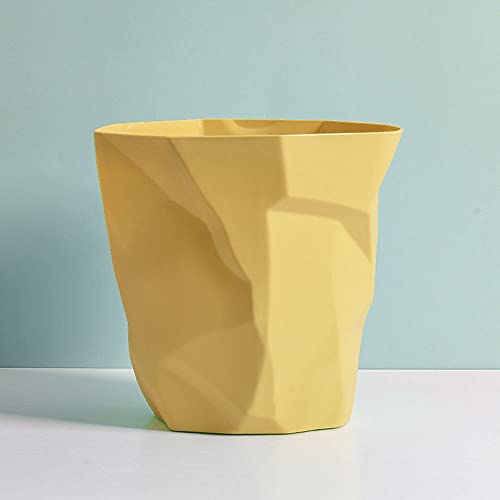 Wansan Irregular Trash Can Trash Can Plastic Trash Can Trash Can Fashion Simple Office Trash Can Without Lid, Kitchen Home Office Bedroom Office-yellow, 26x27x16cm