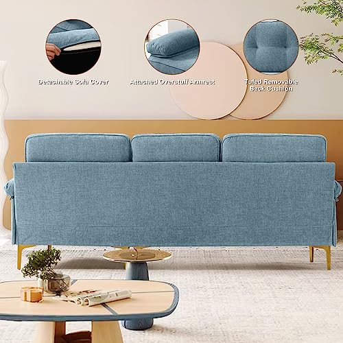 ABAKAN 79” Modern Sectional Sofas Couches for Living Room, Chenille L Shaped Couches with Chaise for Small Spaces, Sofa with Solid Wood Frame, Attached Armrest, Easy to Install(Light Blue)