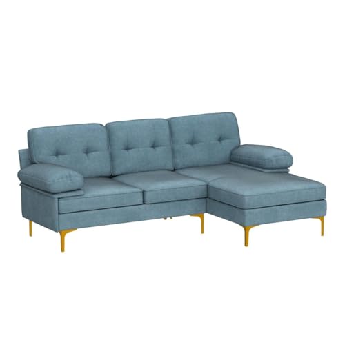 ABAKAN 79” Modern Sectional Sofas Couches for Living Room, Chenille L Shaped Couches with Chaise for Small Spaces, Sofa with Solid Wood Frame, Attached Armrest, Easy to Install(Light Blue)