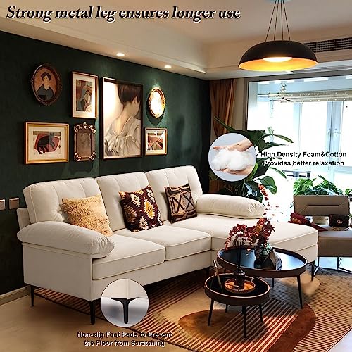 ABAKAN 79” Modern Sectional Sofas Couches for Living Room, Chenille L Shaped Couches with Chaise for Small Spaces, Sofa with Solid Wood Frame, Attached Armrest, Easy to Install(Beige)