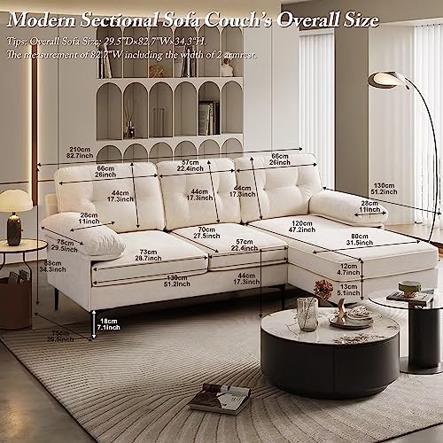 ABAKAN 79” Modern Sectional Sofas Couches for Living Room, Chenille L Shaped Couches with Chaise for Small Spaces, Sofa with Solid Wood Frame, Attached Armrest, Easy to Install(Beige)